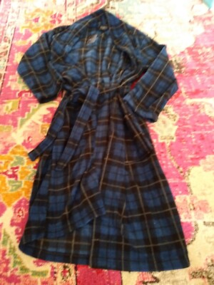 MENS NWT L John Christian blue plaid robe warm winter weight full ...