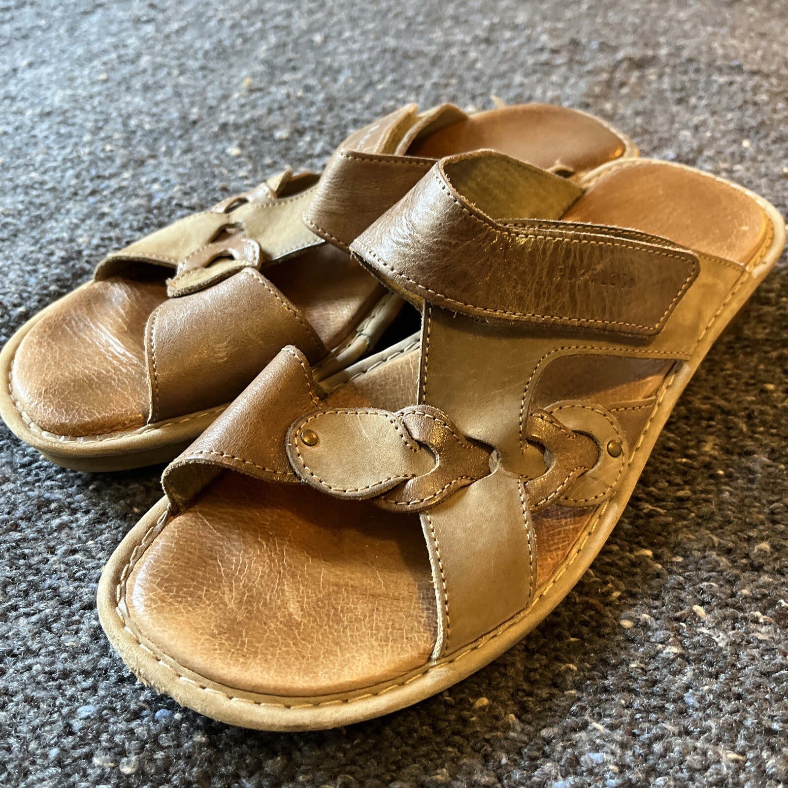 Fly Flot 42 11 Soft Brown Leather Sides Sandals Women… - Gem