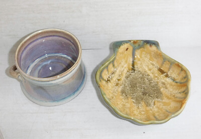 Edgecomb Potters Crystalline Glaze Dish Seashell and Bowl Handle Art ...