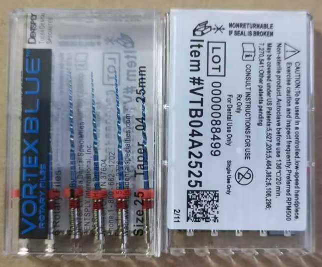 Dentsply Tulsa Dental Vortex Blue.04 Taper rotary files 21mm/25mm 6/pk ...