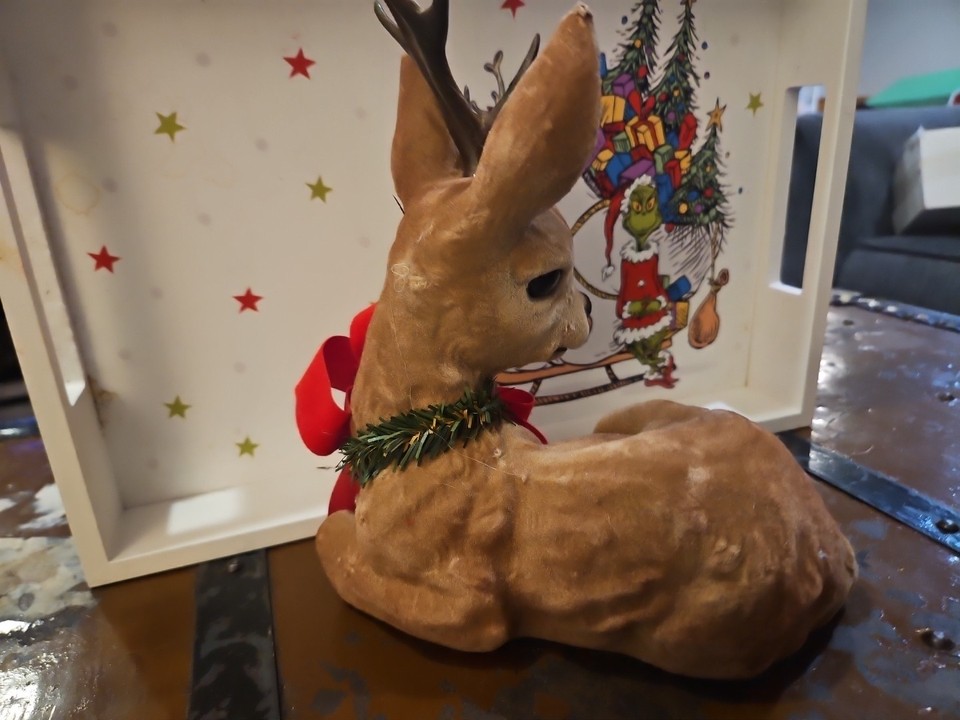 Velvet Christmas Reindeer Statue Wirh Red Bow | eBay