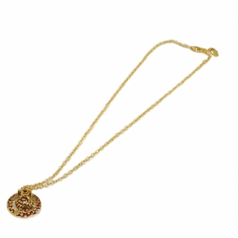 Vivienne Westwood MINI BAS RELIEF Necklace Orb Pendant Gold Color Red ...