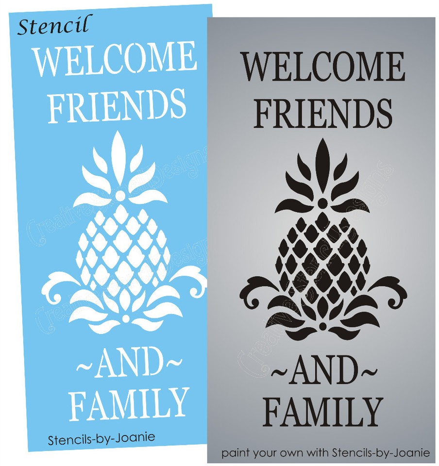 Joanie 24" Pineapple Stencil Colonial Folk Art Historic Welcome Friends ...