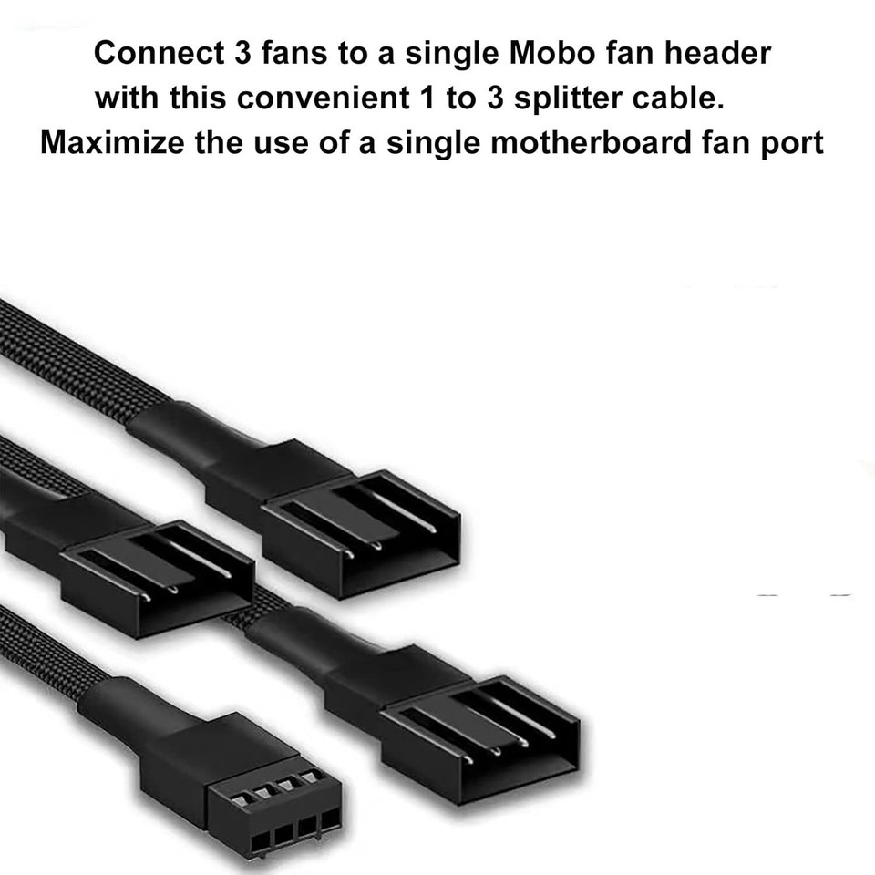3 Way 4 Pin PWM Fan Splitter Cable,12 inch PC Fan Extension Cable, CA ...