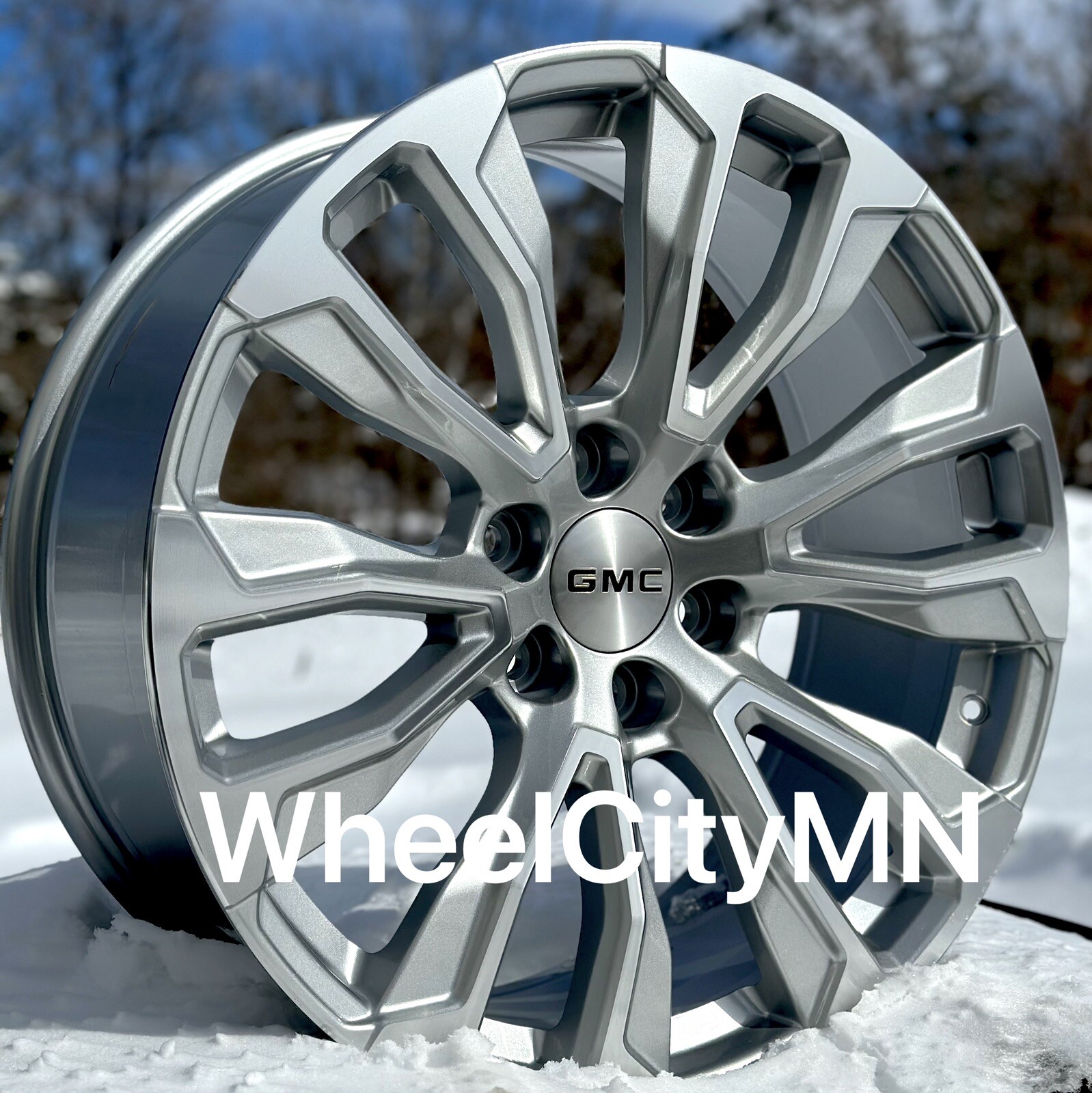 22" silver machine OE replica 14025 rims fits 2023 GMC Sierra Yukon ...