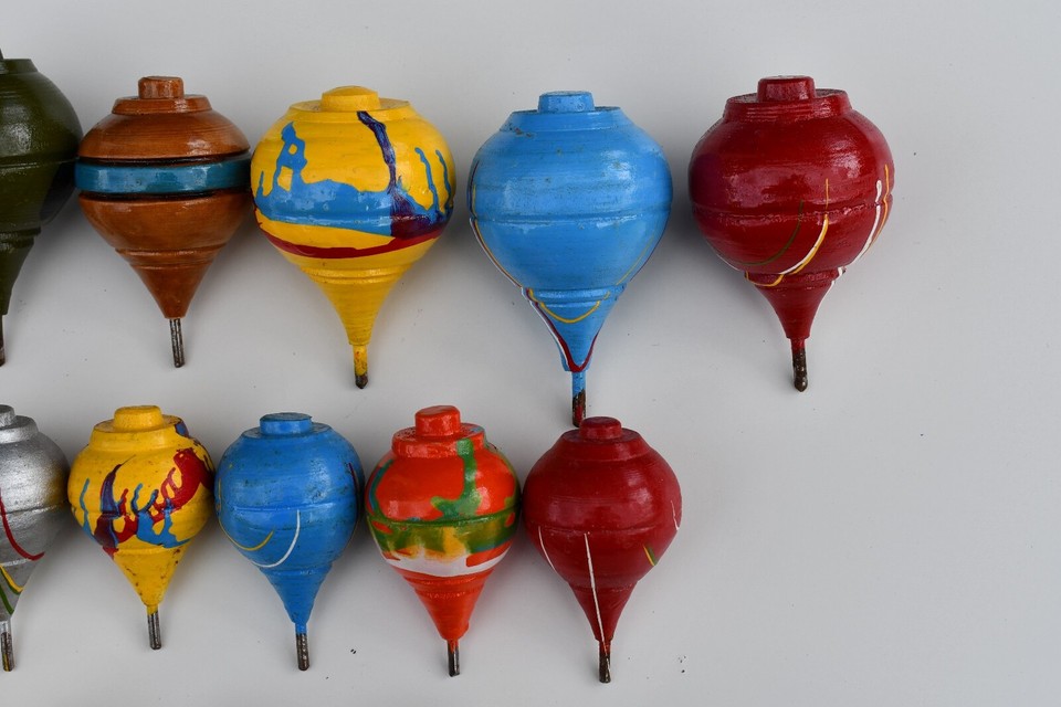 Lot of 3 Traditional Wood Spinning Tops from Peru. Trompos de madera ...