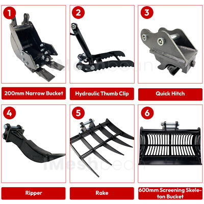 Attachments For Mini Excavator : Thumb Clip, Bucket, Quick Hitch ...