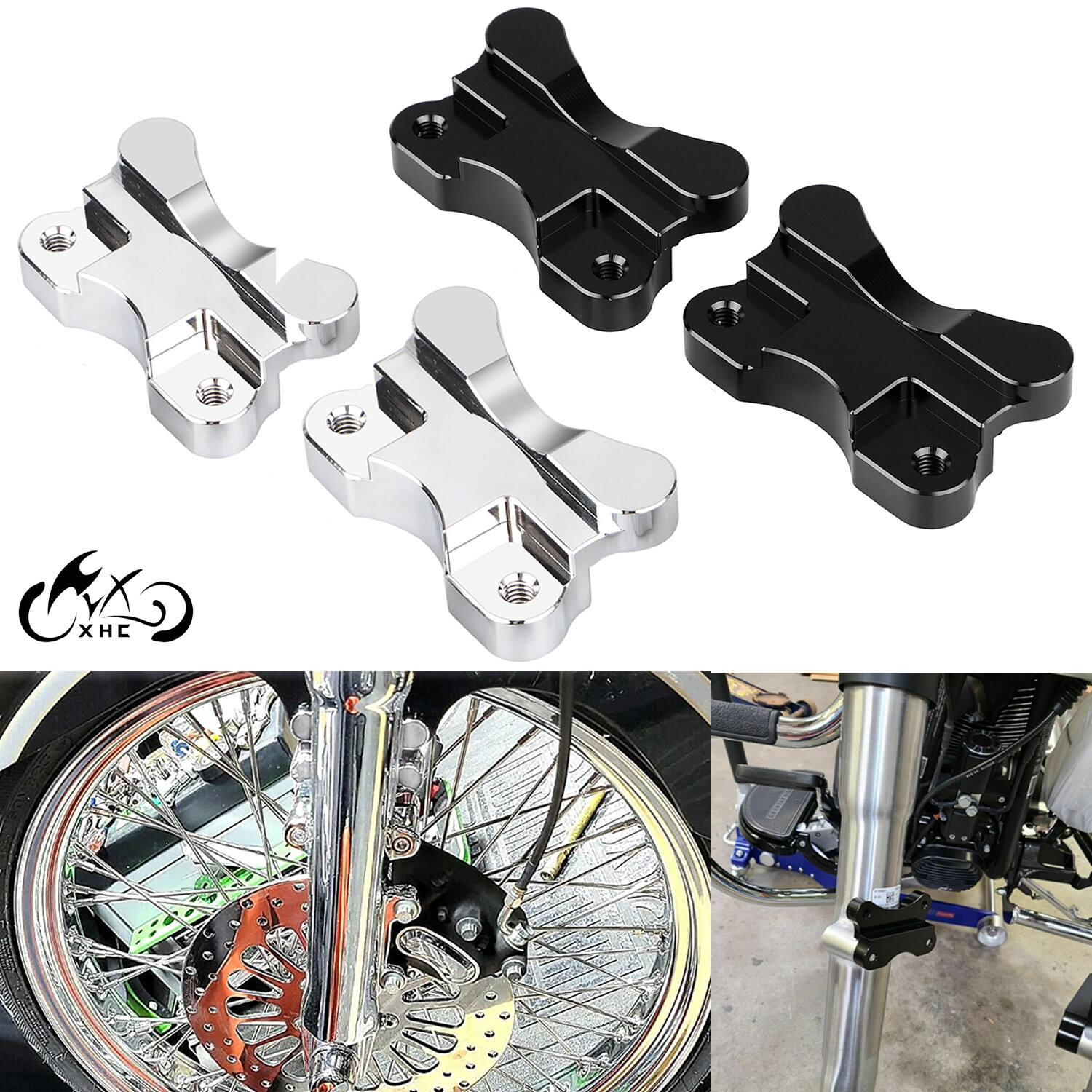 CNC 21"Wheel Front Fender Riser Relocator Adapter For Harley Softail ...