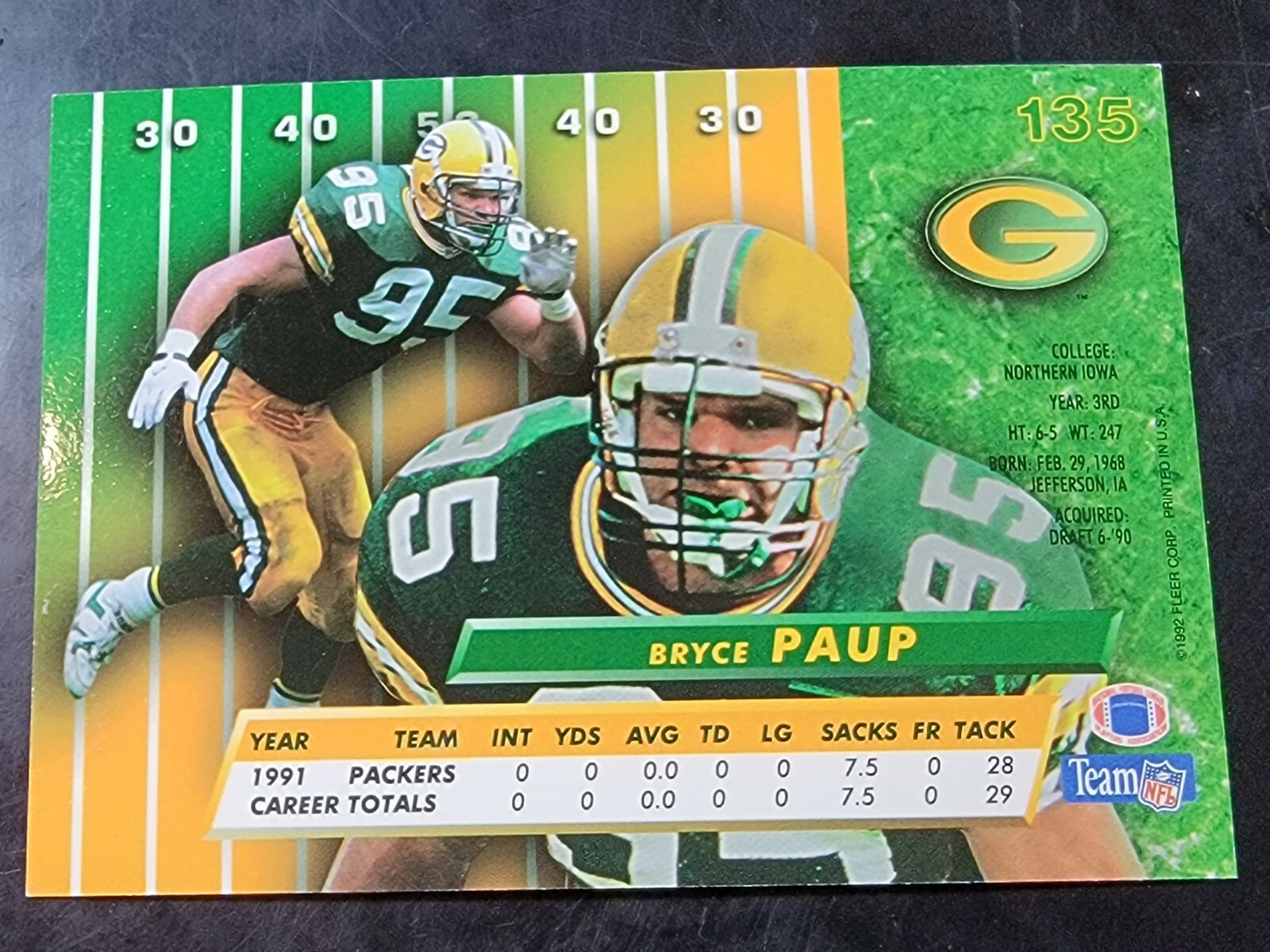 1992 Fleer Ultra Football #135 Bryce Paup | eBay