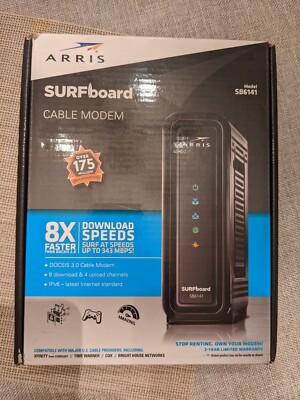Arris SURFboard SB6141 DOCSIS 3.0 cable modem - Retail packaging Black ...
