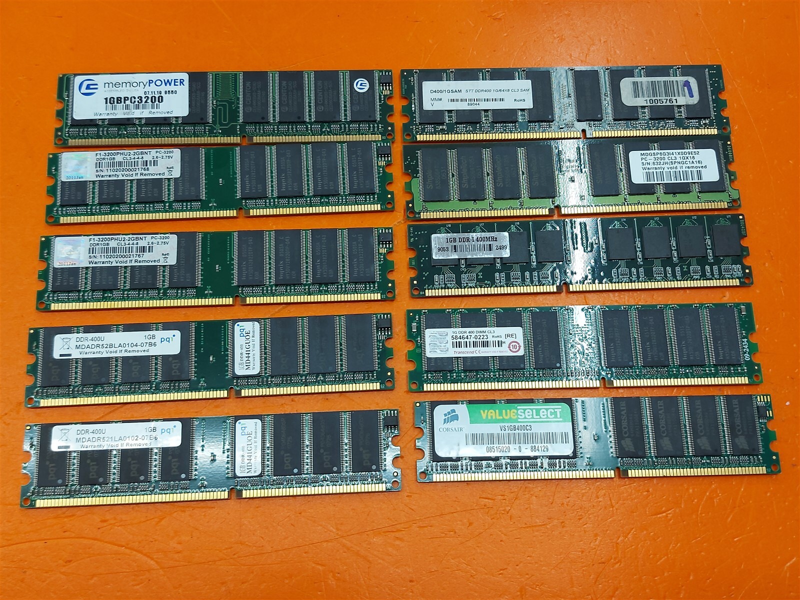 ⭐️⭐️⭐️⭐️⭐️ Lot of 10 Assorted Desktop 1GB PC-3200 (DDR-400) RAM Memory ...