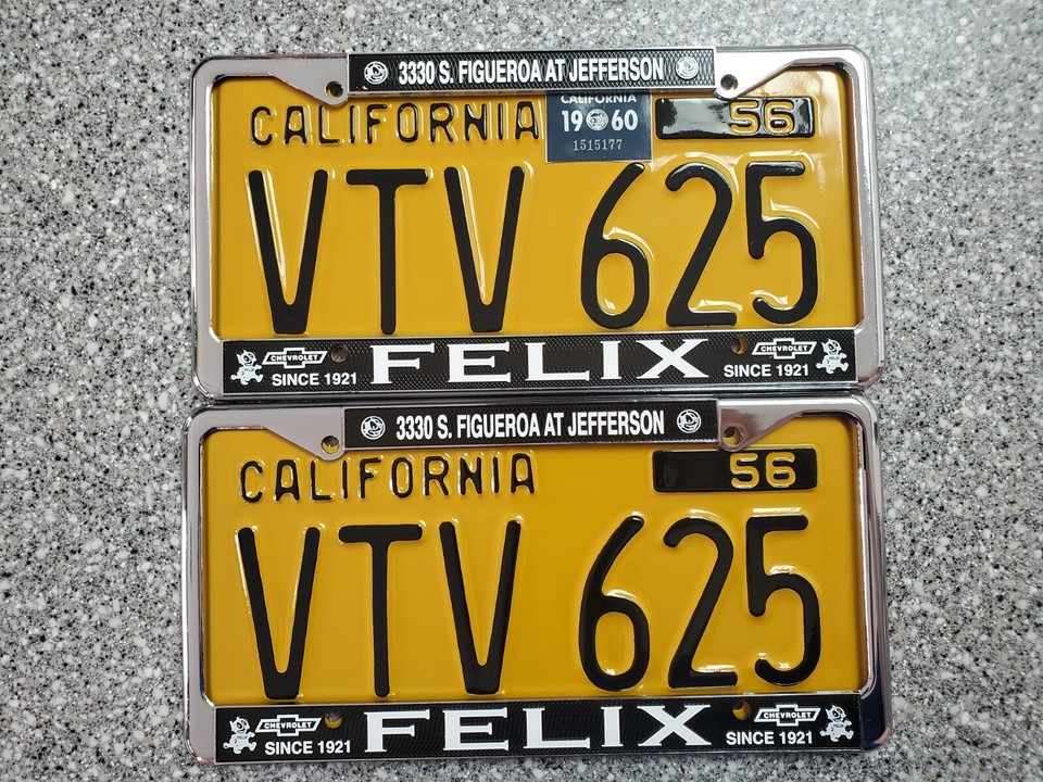 1956 California License Plates, 1960 Validation Sticker, Pro Restored ...