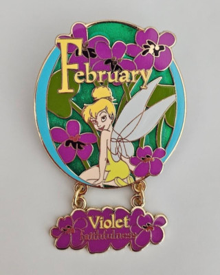 DISNEY PIN TINKER BELL FEBRUARY VIOLET FAITHFULNESS DANGLE PIN - 1 PIN ...