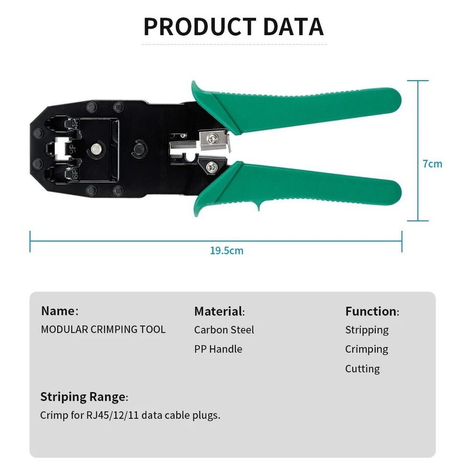 RJ45 Crimper RJ11 Crimping Tool Ethernet Network LAN Cable Cutter ...