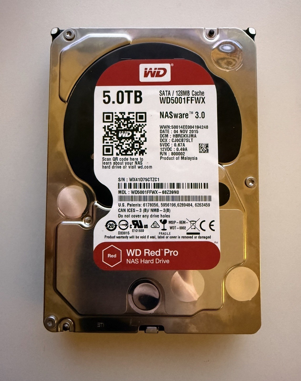 5TB Western Digital WD Red Pro NAS Hard Drive WD5001FFWX SATA 3.5” HDD ...