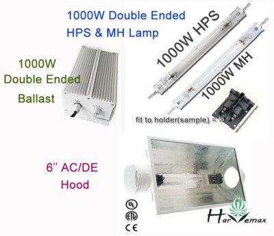 1000W DE HPS & MH Grow Light Lamp & Digital Ballast & 6" AC/DE Grow ...