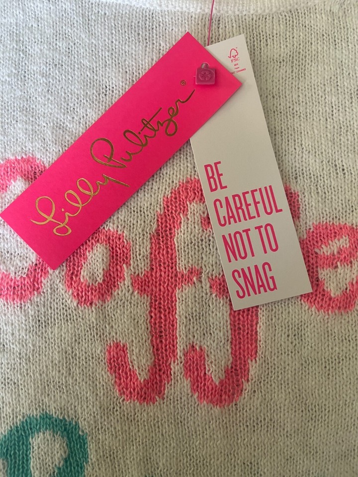 Lilly Pulitzer Danette Lightweight Sweater Resort White Coffee Intarsia ...