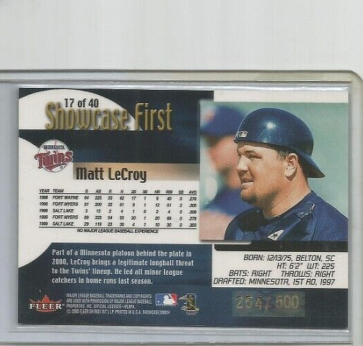 2000 Fleer Showcase MATT LECROY Showcase First Rookie RC #17 – 254/500 ...