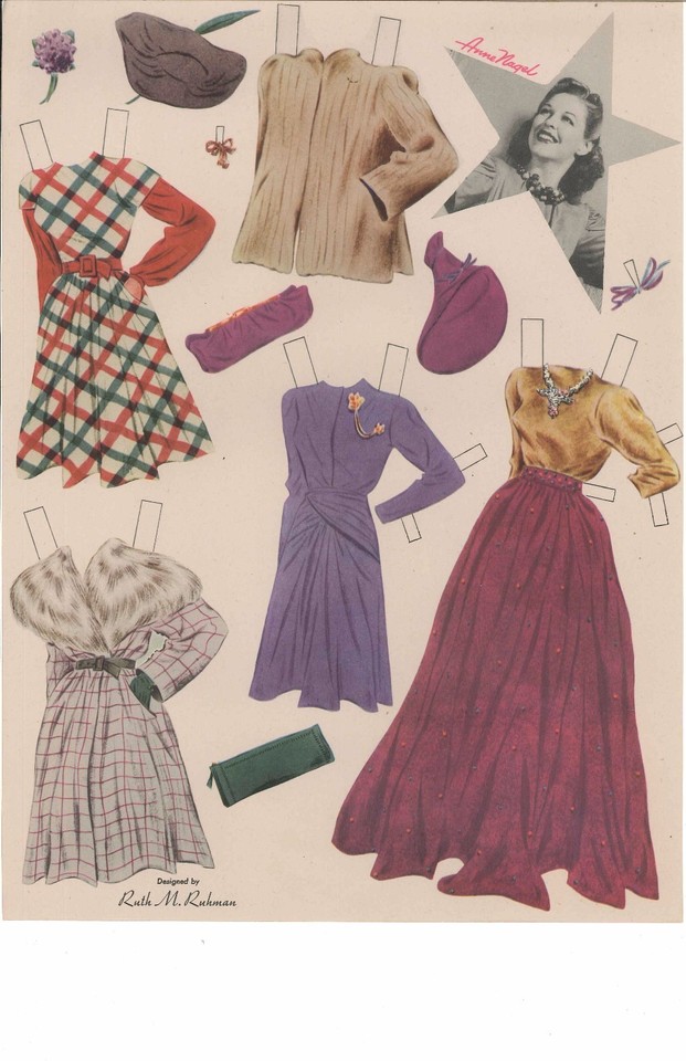 VINTGE UNCUT 1940S 4 MOVIE STARLETS PAPER DOLL ~SAALF~ORG SZ ~LASER ...