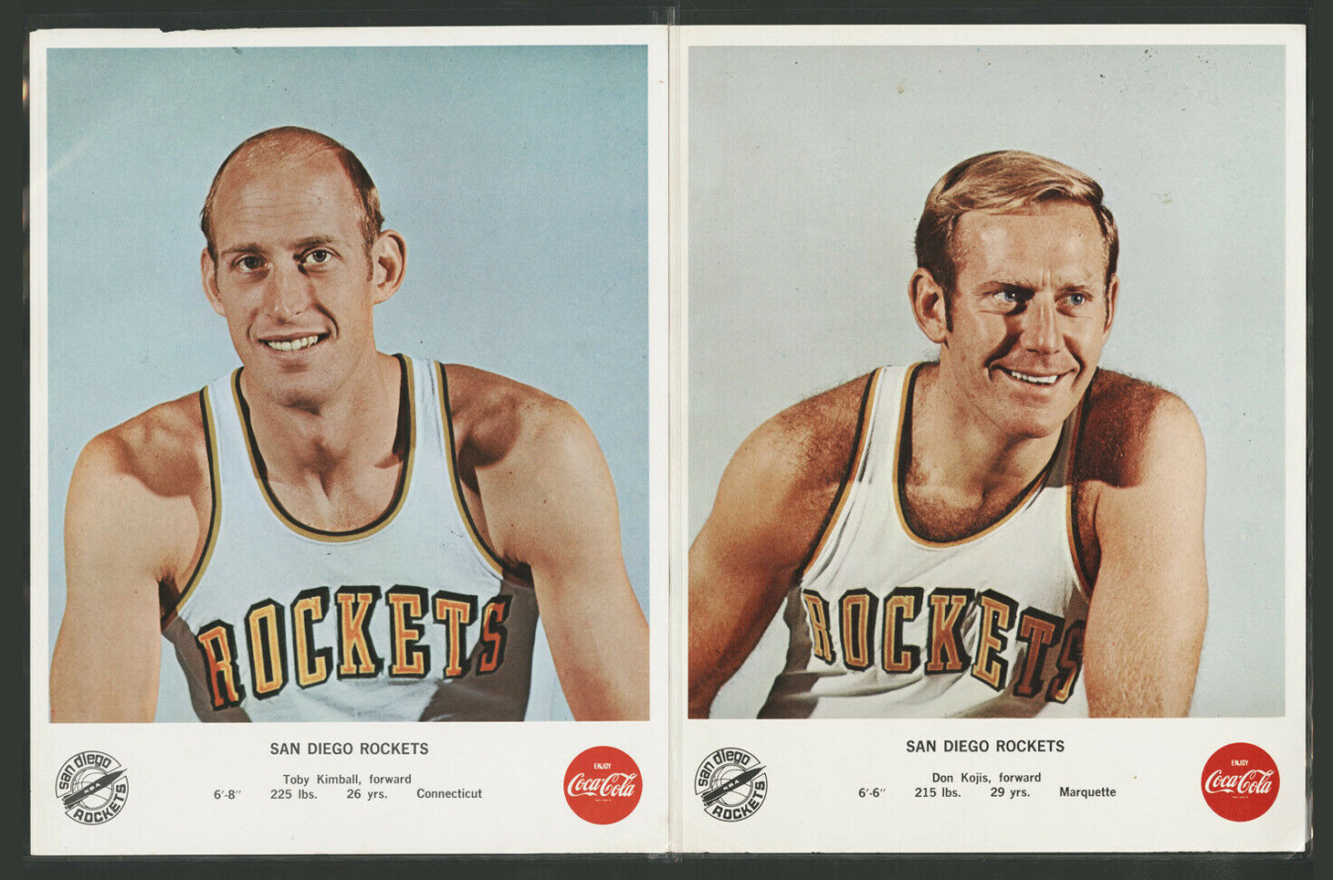 1968-69 COCA-COLA SAN DIEGO ROCKETS (4) DIFFERENT RICK ADELMAN THIRD OF ...