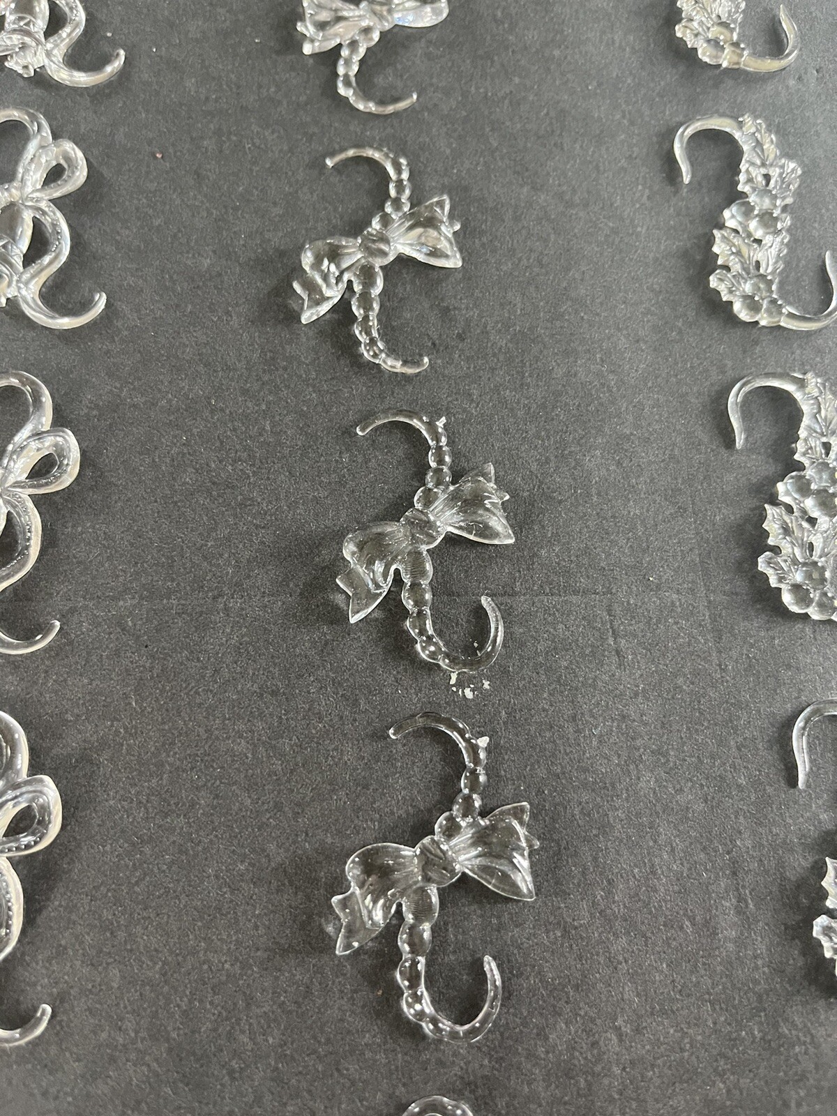 26 Clear Bradford Novelty Plastic Ornament Hangers Holly Bells Bows | eBay