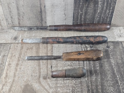 Vintage Wood Chisels & Handle Lot (4) – Old Hand Tool Set for ...