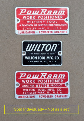 Wilton 301 / 311 Pow-r-Arm Plaques - Decal Sticker Badge Plaque Label ...