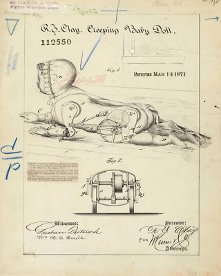 CREEPING BABY DOLL Patent Drawing Giclee Hi Res 8x10 Print | eBay