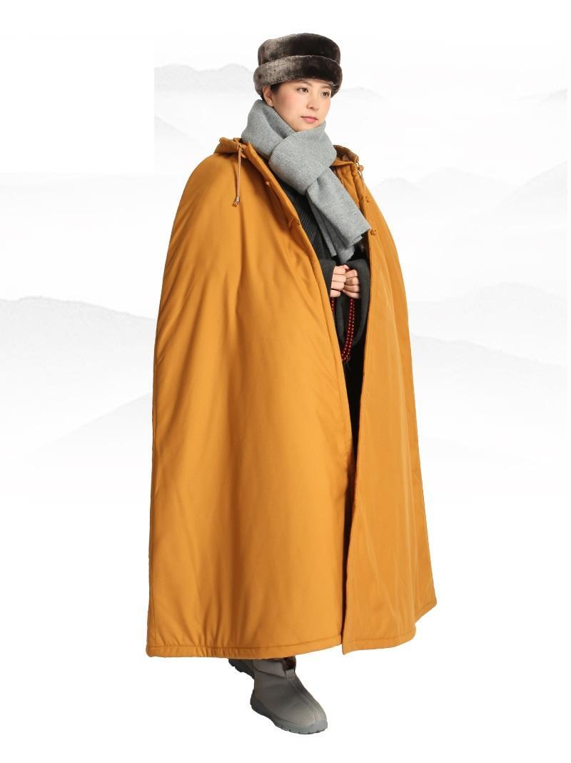 Mens Winter Hooded Full Length Cotton Padded Cape Monks Robe Loose ...