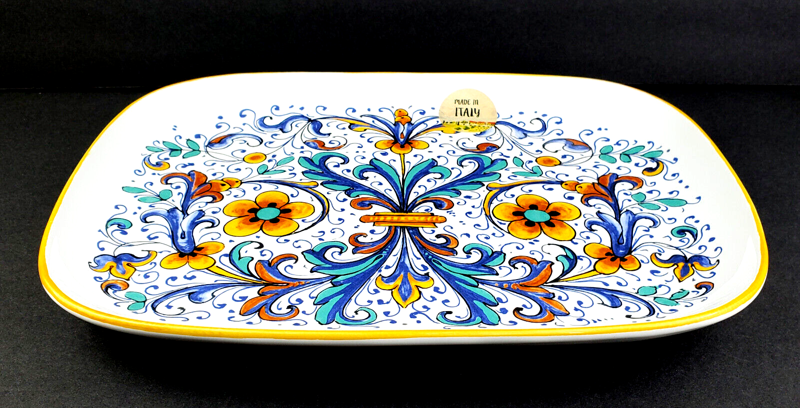NEW~Nova Deruta~Rectangular Platter 14" x 10.25" Decal & Handpainted ...