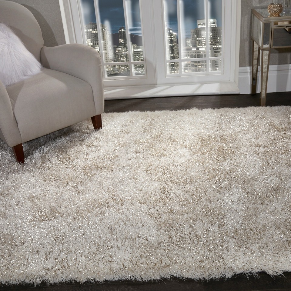 Shaggy Rug SHIMMER SPARKLE GLITTER 5.5cm Thick Soft Pile Large Living ...