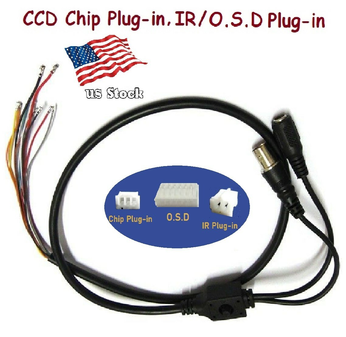 BNC Video DC 12v Power OSD Menu Control Pigtail End Cable For CCTV ...