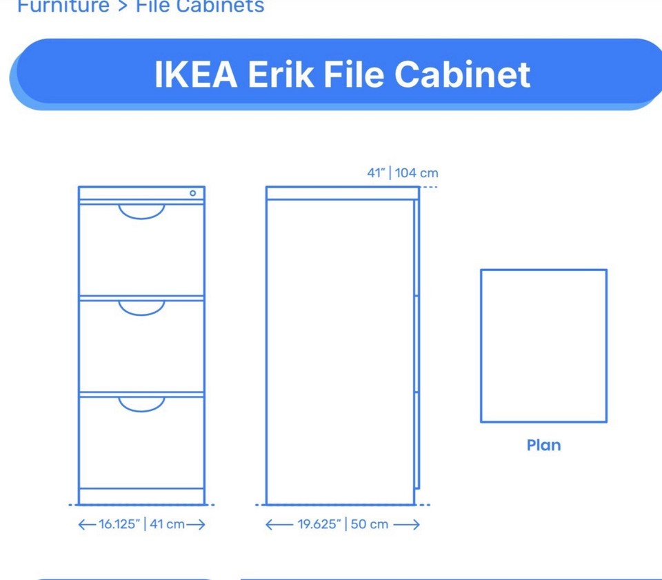IKEA Erik 3-Drawer Filing Cabinet, Grey Metal, Lockable | eBay UK