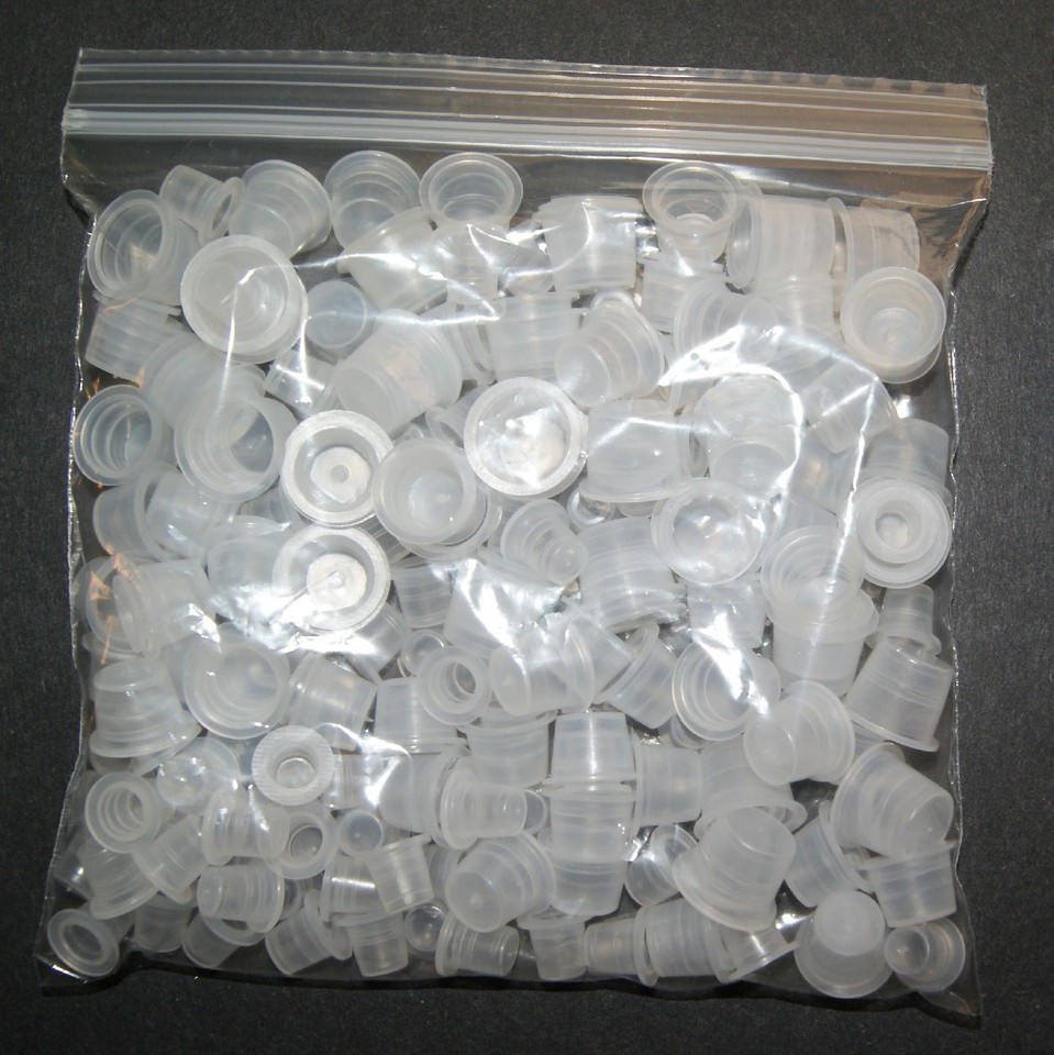 200 Tattoo Ink Cap Cups Mix 100 Small 75 Medium 25 Large Blue Holder ...