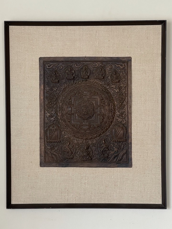OLD ANTIQUE TIBETAN BUDDHIST THANGKA BRONZE WALL ART SCULPTURE ASIAN ...