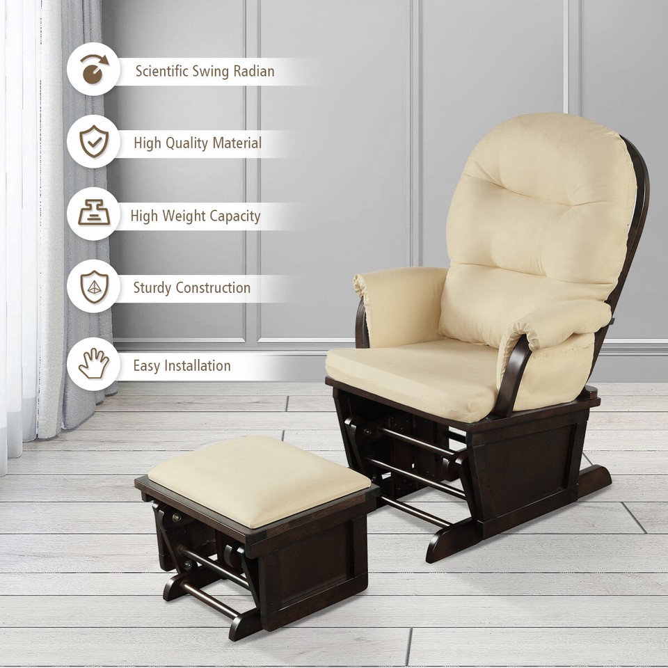 Baby Nursery Relax Rocker Rocking Chair Glider & Ottoman Set w/Cushion ...