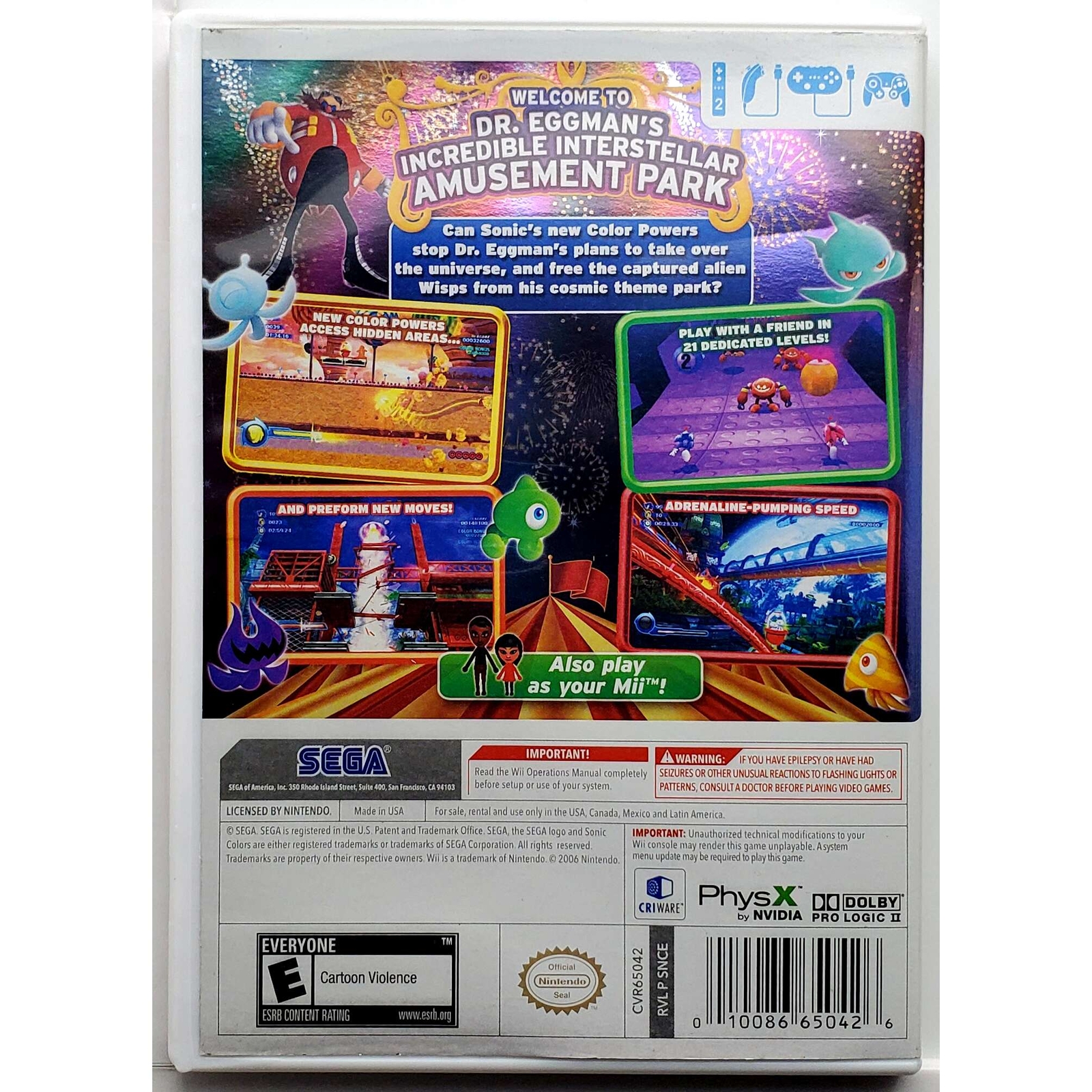 Sonic Colors - Nintendo Wii Authentic Tested Game 180 Day Guarantee ...