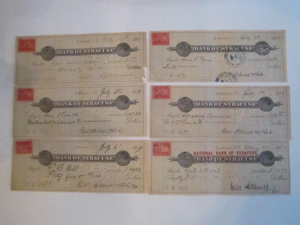 (12) 1899 - 1901 BANK CHECKS WITH STAMPED DOCUMENTARY STAMPS - TUB CCC ...