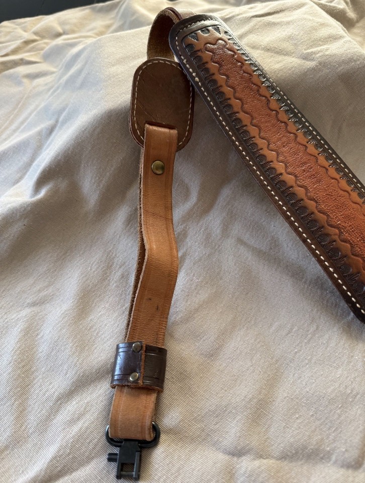 TOOLED PADDED LEATHER RIFLE SLING | eBay