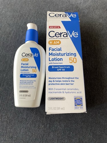 CeraVe AM Lotion Face Moisturizer with SPF 50 Brand New In Box ...
