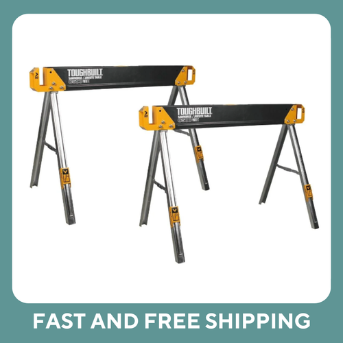 2 PACK TOUGHBUILT™ Heavy Duty Steel 1000kg Folding Sawhorse Saw Horse ...
