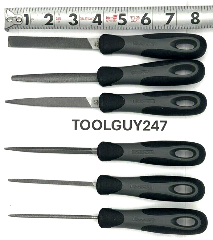 SNAP ON TOOLS DARK TITANIUM 6Pc Soft Grip Handle Miniature File Set ...