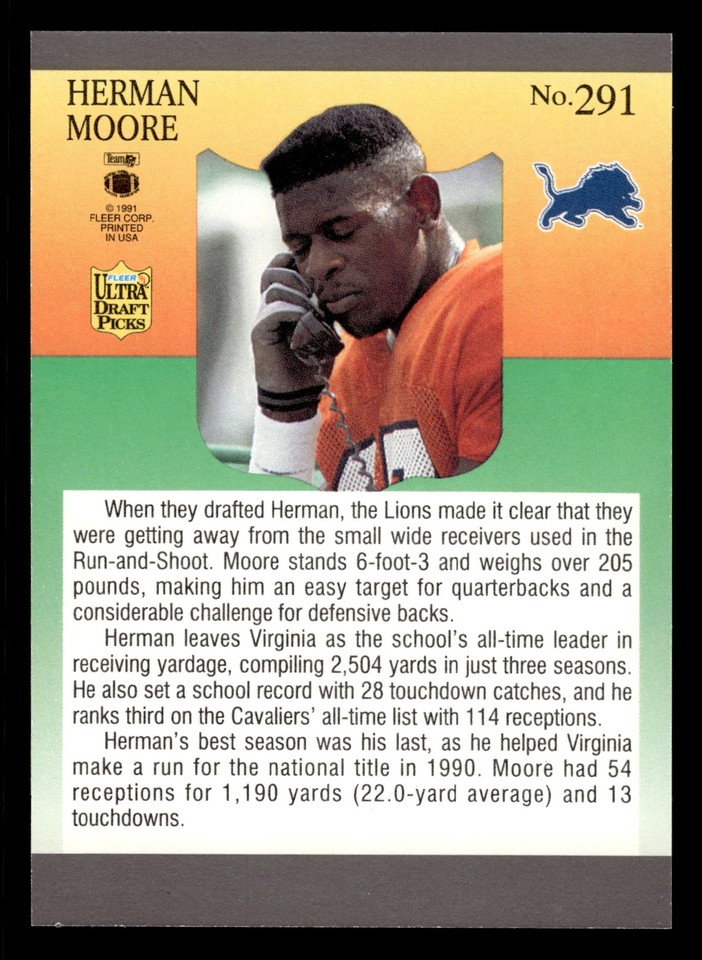 Herman Moore 1991 Ultra #291 RC Rookie | eBay