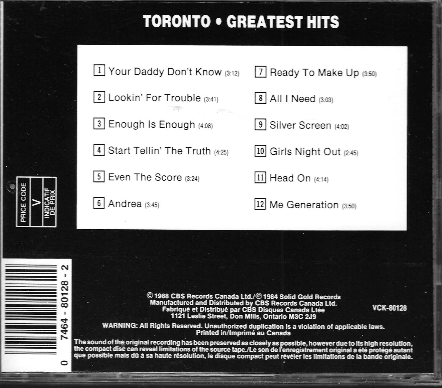 TORONTO GREATEST HITS 1986 CD EBay toronto-greatest-hits-1986-cd-ebay
