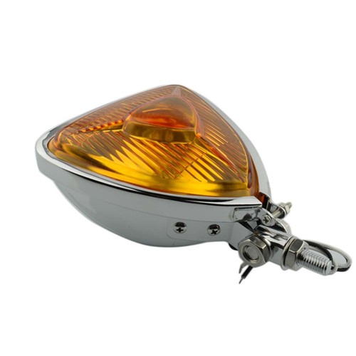 Triangle Motorcycle Headlight Amber Chrome light for Harley Honda ...