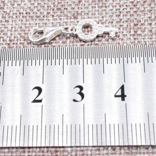 925 Sterling Silver Small Key Clip On Charm with CZ Lobster Clasp for ...