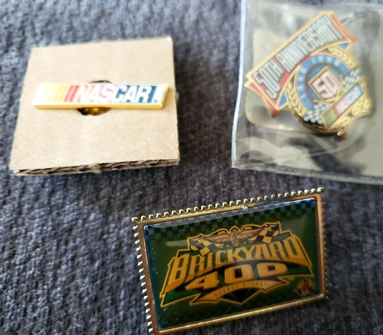 Lot of 3 NASCAR Lapel Pins new Brickyard 400 50th Anniversary Badge ...