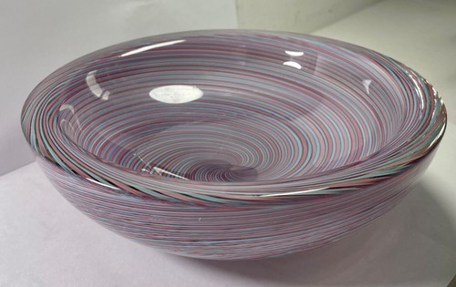 VINTAGE MURANO FINE MEZZA FILIGRANA SWIRL GLASS BOWL ATTRIBUTED TO DINO ...