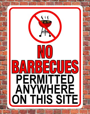 NO BARBECUES PERMITTED Metal SIGN / NOTICE barbecue BBQ safety camping ...