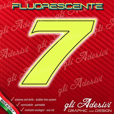 Sticker Number 7 Motorcycle Auto Cross Race Yellow FLUORESCENT 10 Cm | eBay